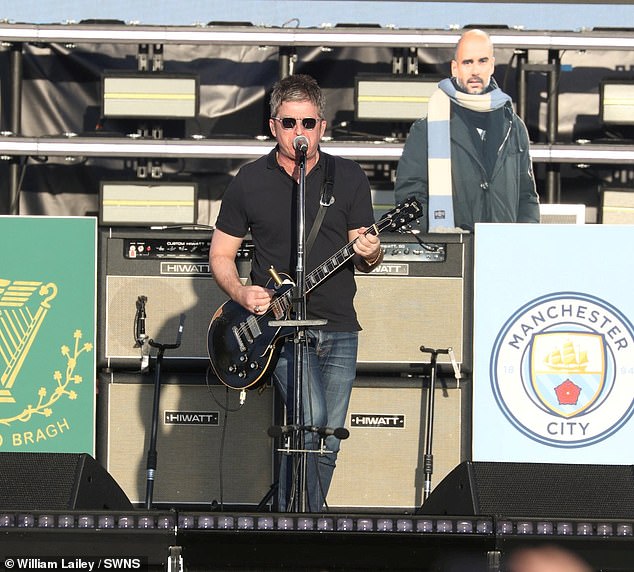 Guardiola parties with the Gallagher family backstage before Oasis ...
